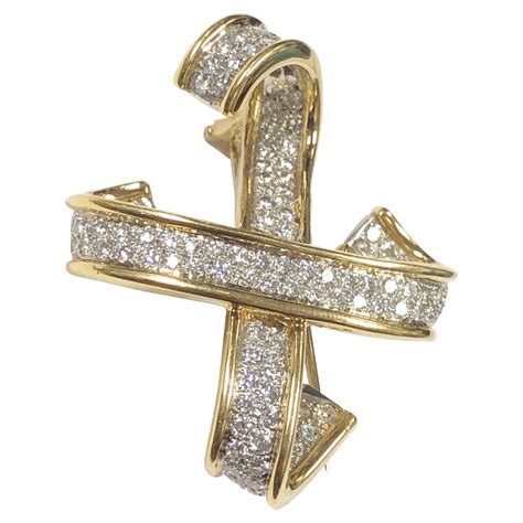 Tiffany And Company Paloma Picasso Diamond And Yellow Gold X Brooch For