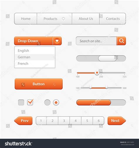 Orange Light User Interface Controls Web Elements Website Software