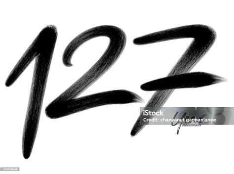 127 주년 기념 벡터 템플릿 127 숫자 로고 디자인 127 번째 생일 검은 글자 숫자 브러시 그리기 손으로 그린 스케치 숫자 로고 디자인 벡터 일러스트 레이 션 0명에