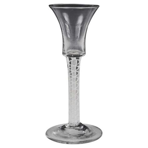 Mid 18th Century Georgian Tall Wine Glass Hand Blown Cotton Twist