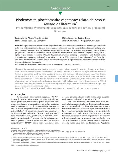 Pdf Pyodermatitis Pyostomatitis Vegetans Case Report And Review Of
