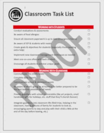 Classroom Task List Admin For You