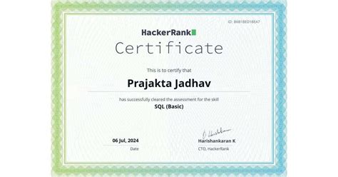 Prajakta Jadhav On Linkedin Hackerrank Skill Certificate