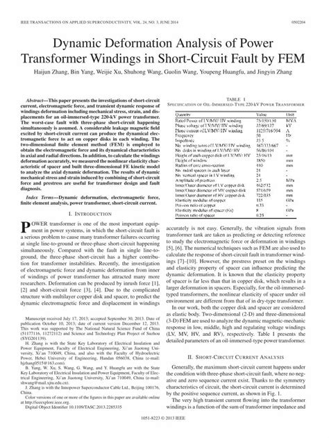 Pdf Dynamic Deformation Analysis Of Power Transformer Windings In