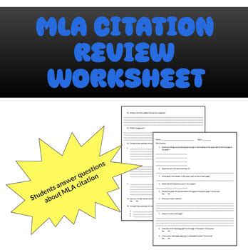 MLA Format And Citation Review Worksheet By Engaging Project Based Learning