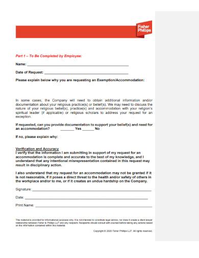 21 Religious Exemption Examples To Download To Download