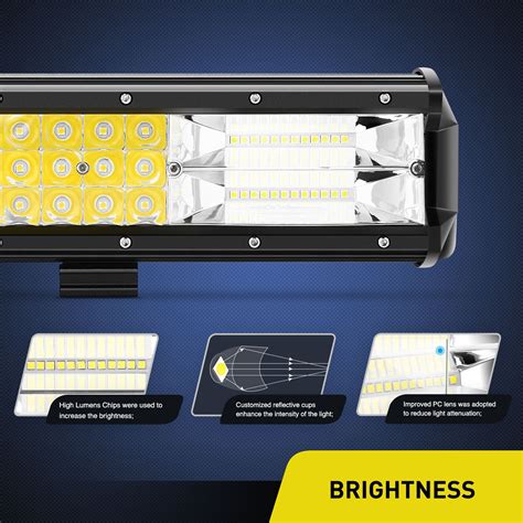 LED Light Bar Nilight PCS Inch W Triple Row Flood Spot Combo Beam LM Super Bright Led