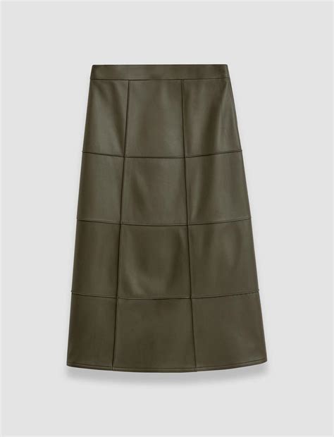 Joseph Grid Nappa Leather Keller Skirt In Hass Avocado Endource