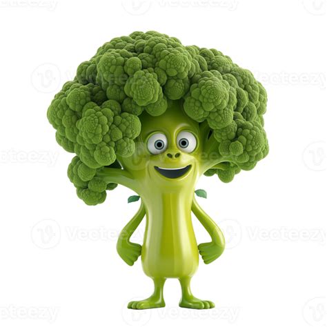 Ai Generated Animated Smiling Broccoli Character Standing Promoting
