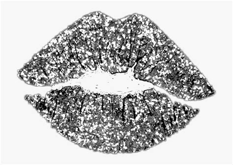 Stickers Ftestickers Glitter Lips Kiss Silver Glitter Lips