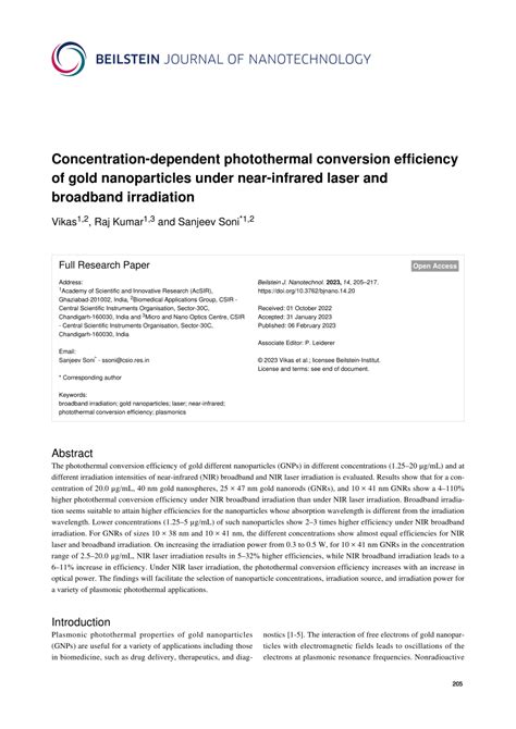 Pdf Concentration Dependent Photothermal Conversion Efficiency Of