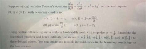 Solved Suppose Uxy Satisfies Poissons Equation As Shown