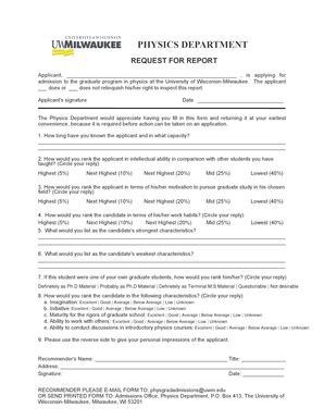 Fillable Online Www4 Uwm Referee Form UW Milwaukee Www4 Uwm Fax