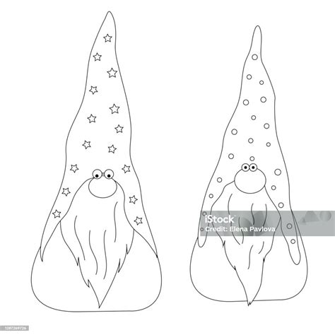 어린이를위한 크리스마스 색칠 공부책 흰색 배경에 크리스마스 노임 스칸디나비아 북유럽 그놈 전통적인 휴일 겨울 벡터 일러스트레이션