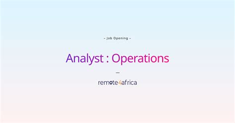 Remote Analyst Operations Job At Financial Services Fintech Company