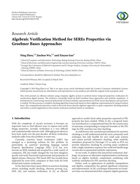 pdf algebraic verification method for seres properties via groebner