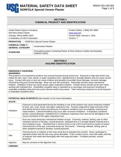 Pdf Material Safety Data Sheet Msds 53 130 002 · Pdf Filematerial