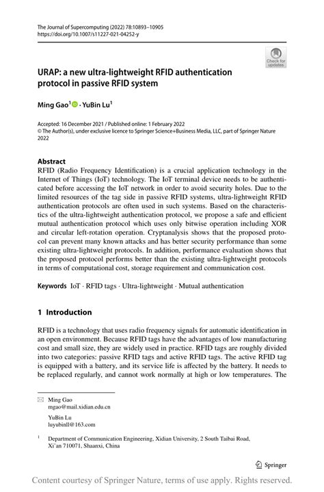 Urap A New Ultra Lightweight Rfid Authentication Protocol In Passive