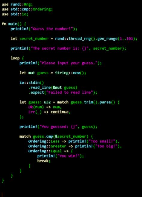 学習6日目数当てゲームのコードのおさらい Rust言語学習のメモ
