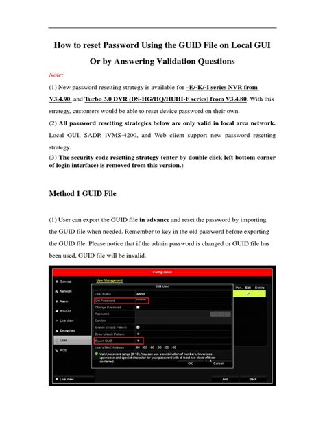 How To Reset Password Using The Guid File On Local Gui Or By Answering
