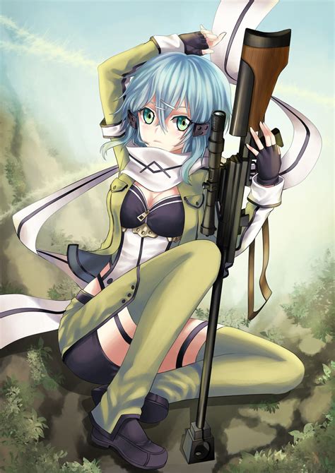 Sinon Sword Art Online Drawn By Yoneyu Danbooru