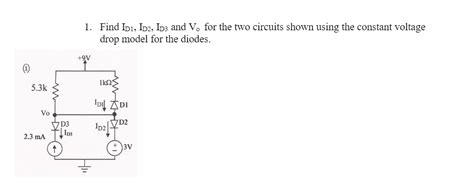 solved 1 find ip1 id2 ip3 and v for the two circuits
