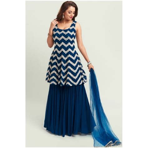 Classic Rama Colour Sharara Suit Aloha Fashion