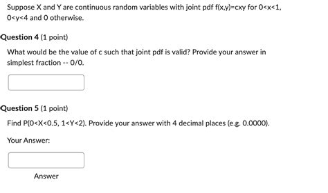 Solved Suppose X And Y Are Continuous Random Variables With Chegg