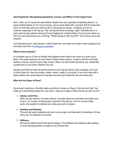 PPT Gout Explained Recognizing Symptoms Causes And When To Visit Urgent Care PowerPoint