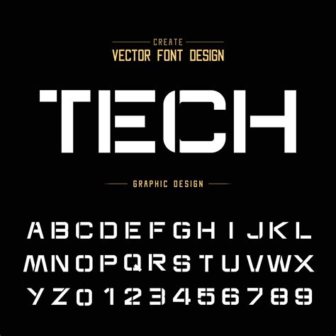 Tech Font And Alphabet Vector Technology Design Typeface Letter And
