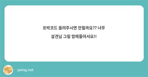 프박코드 올려주시면 안될까요 너무 살견님 그림 맘에들어서요 Peing 質問箱