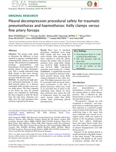 Pdf Pleural Decompression Procedural Safety For Traumatic