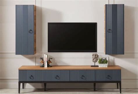 Jvmoebel Wohnwand Wohnzimmer Set 2tlg Tv Ständer Und 2x Wandschrank