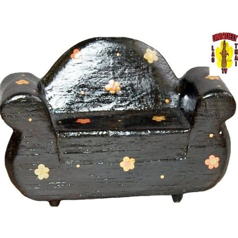 Wood Two Seater Chair Black Toy Furniture Uniquely Thai Lao Tv