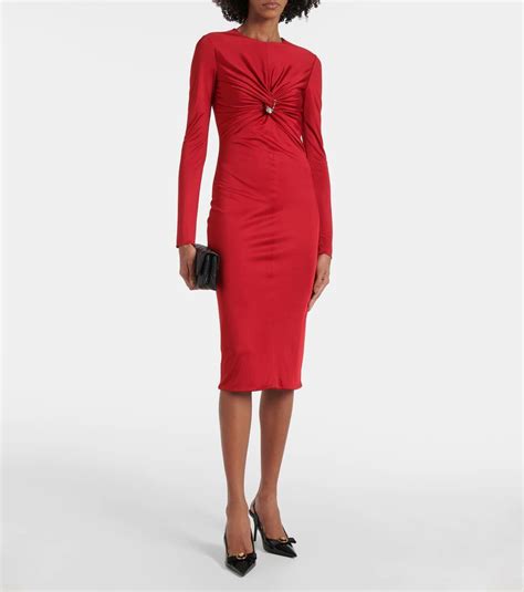 Versace Safety Pin Gathered Jersey Midi Dress Versace