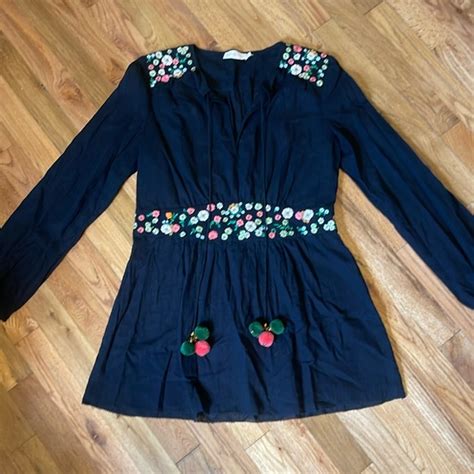 Tory Burch Swim Tory Burch Black Swim Cover With Flowers Size 8