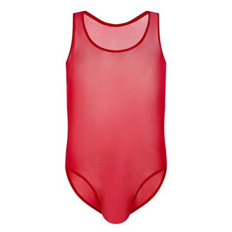 Jual Sexy Mens Undershirts Mesh Sheer Bodysuit Wrestling Singlet