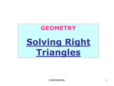 PPT GEOMETRY Solving Right Triangles PowerPoint Presentation Free Download ID 3226073