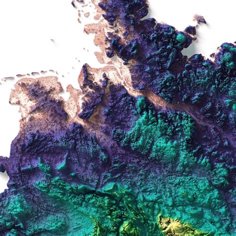 Germany Elevation Tint Viridis 2d Fine Art Printed Shaded Relief Map Vizcart