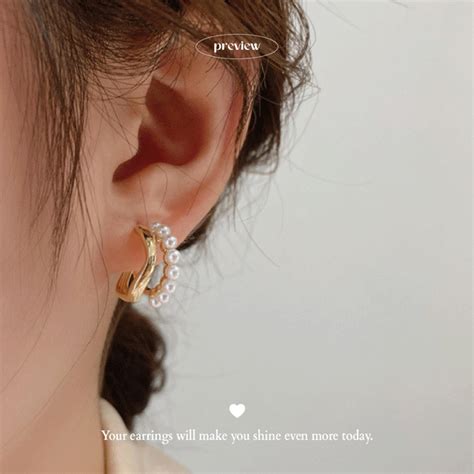 ️당일출고 ️ 볼드 진주 라인 귀걸이 골드 귀걸이 하객룩 로맨틱 귀걸이 에이블리