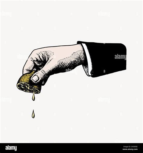 Hand Squeezing Lemon Clipart Vintage Illustration Vector Stock Vector