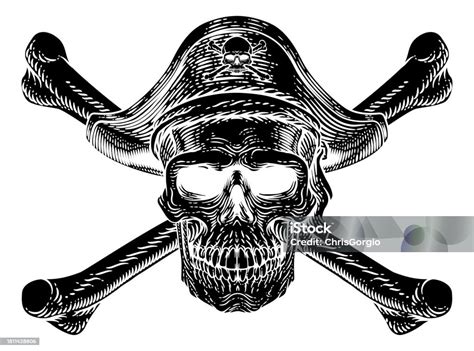 Pirate Skull Crossbones Skeleton Grim Reaper Stock Illustration