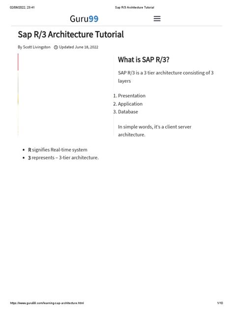 Sap R 3 Architecture Tutorial Pdf Databases Software Design