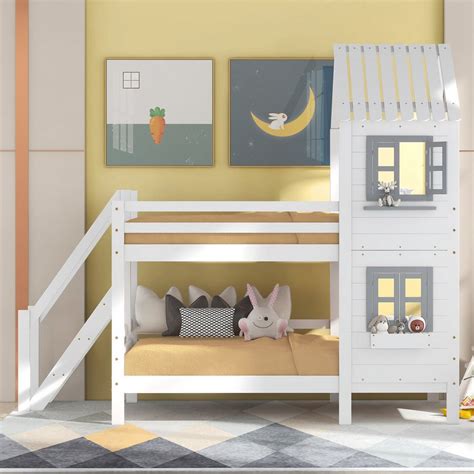 Modfu Etagenbett Einzelbett Kinderbett Mit Handlauf Und Fenster