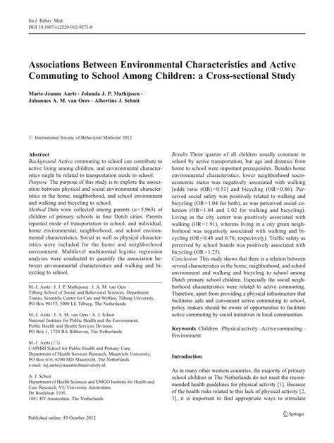 Pdf Associations Between Environmental Characteristics And Active Commuting To School Among