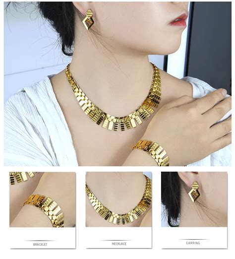 S 266 Gold Ensemble De Bijoux De Luxe Africains Boucles Oreilles