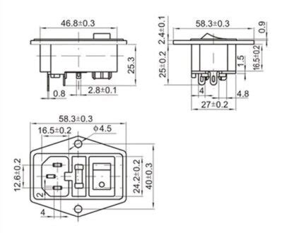 AC Power Socket IEC With Fuse And Switch Pincade Power Supplies