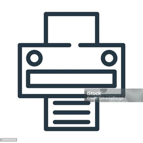 인쇄 버튼 얇은 선 아이콘 단추 도구 및 기구 개념 격리 된 윤곽선 기호에서 선형 아이콘을 문서화합니다 웹 디자인 및 앱에 대한 벡터 그림 기호 요소입니다 0명에 대한 스톡