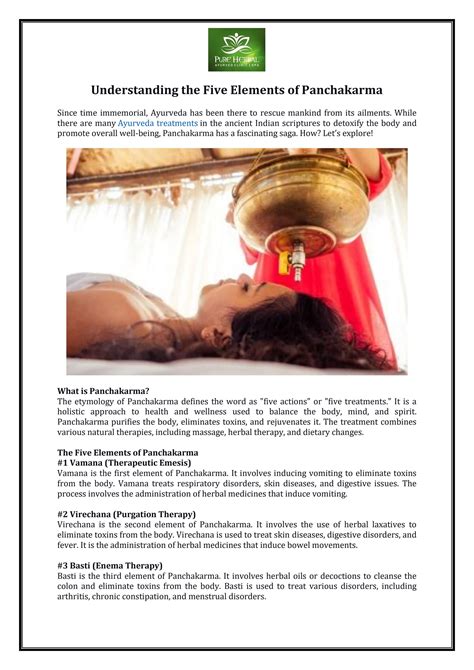 Understanding The Five Elements Of Panchakarma By Pure Herbal Ayurved