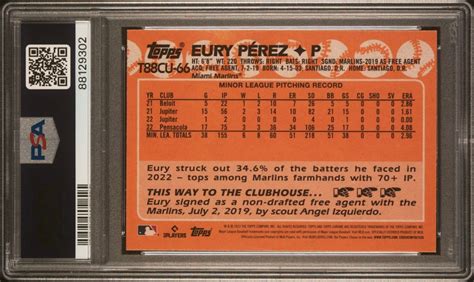 2023 Topps Silver Pack T88CU66 Eury Perez RC Update PSA 7 EBay